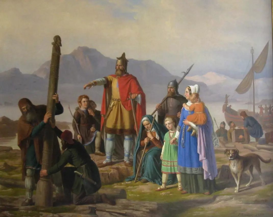 19th-century painting ng Viking commanding thralls
