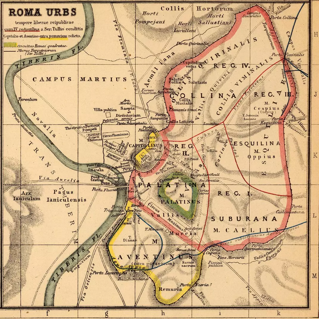 Mappa dei confini di Roma al tempo di Augusto