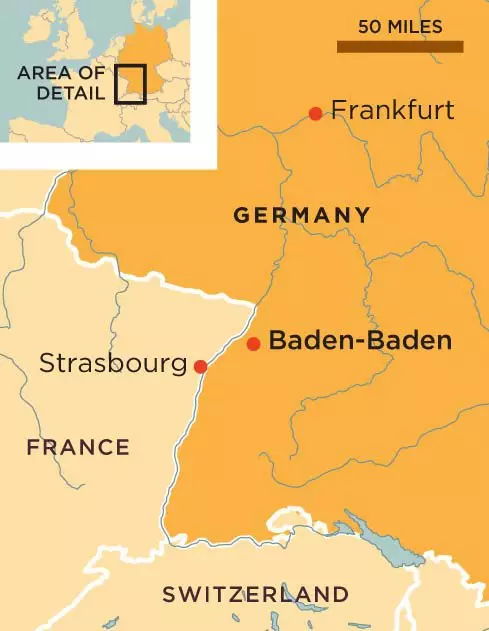 Baden Baden Tyskland kort