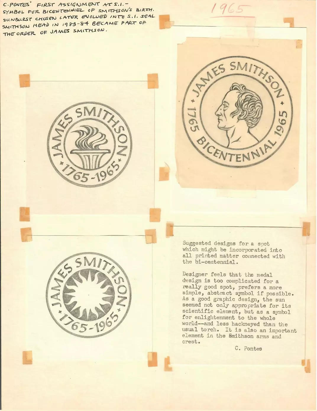 Crimilda Pontesen jatorrizko marrazkiak eta oharrak, 1965, Smithsonian Archives-en adeitasuna, 89-024_Box 4