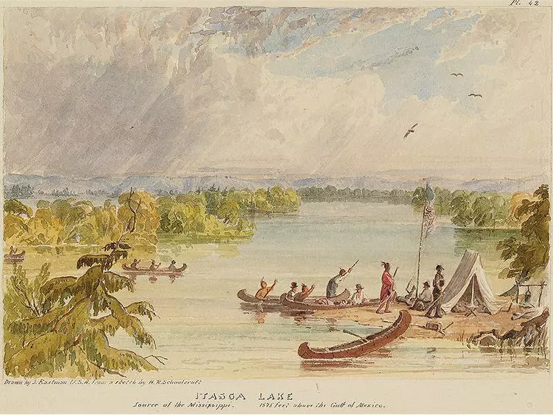 Wani balaguron 1832 da Henry Schoolcraft ya jagoranta ya gano tushen Mississippi a matsayin Lake Itasca a Minnesota.