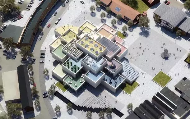 Kadr z animacji ilustrującej koncepcję projektu BIG dla Lego House