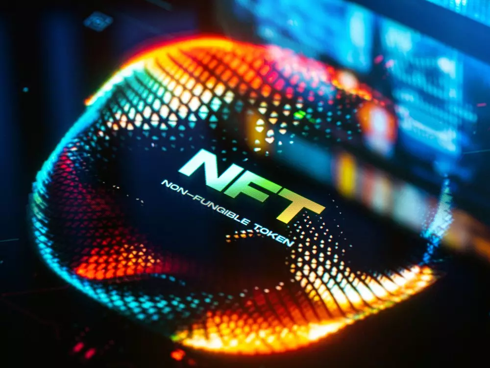 رنگین NFT لوگو کی اسٹاک تصویر
