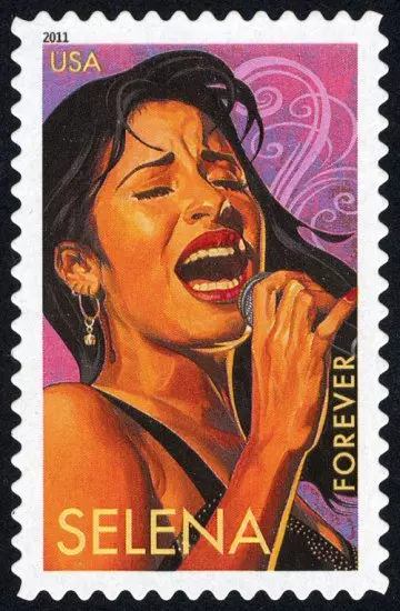 Illustration of Selena singing into a microphone