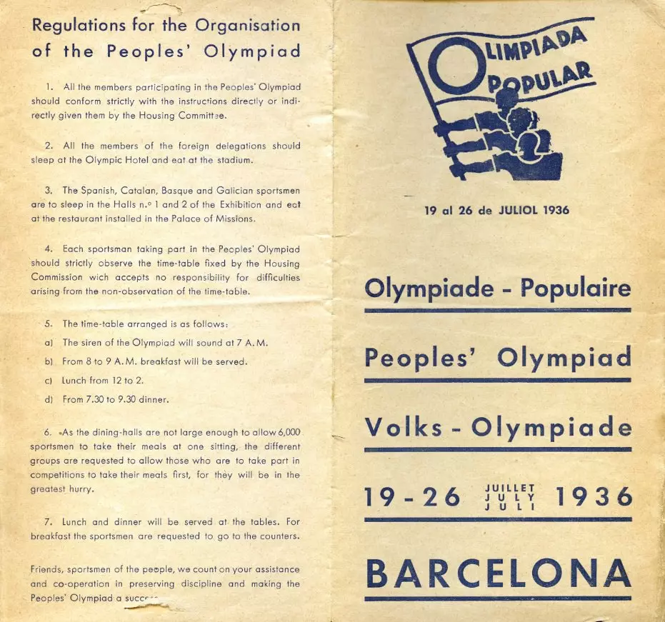 Programul olimpiadei populare în album, 1936