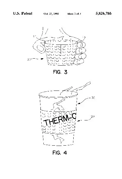 Sorensenning patent faylida kofe yengining izolyatsiyasining yaqindan ko'rinishi.