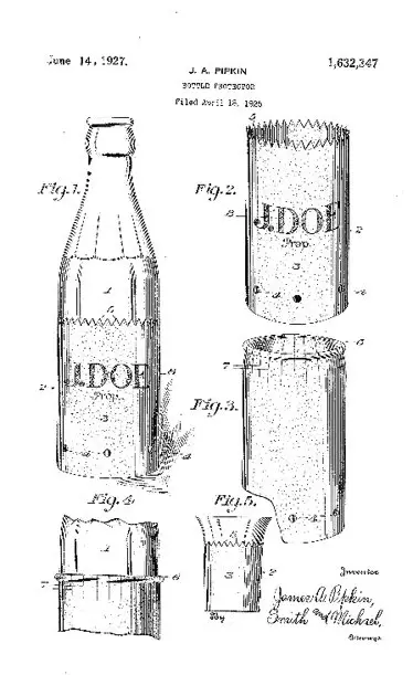 Un design din anii 1920 pentru băuturi reci în sticle de sticlă.