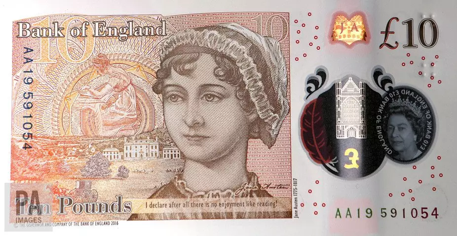 Jane Austen li ser nota 10 £ ya nû.