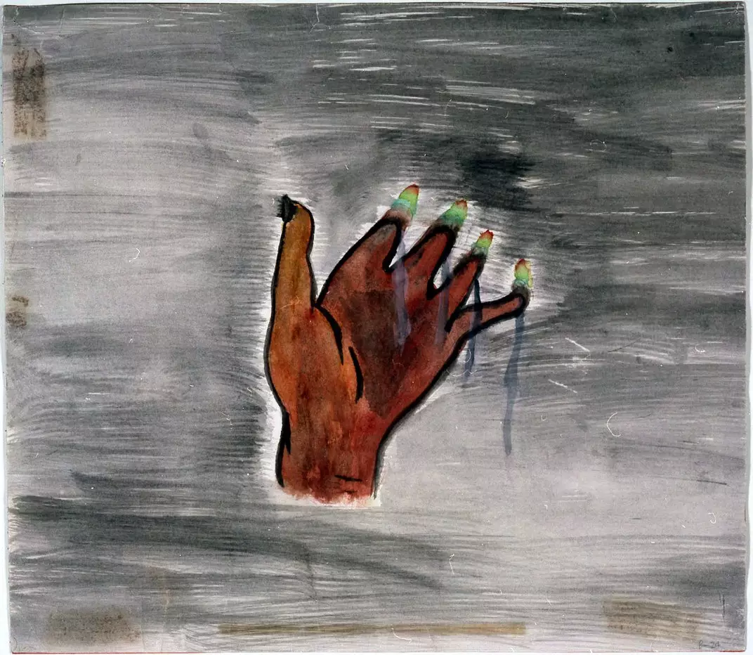 Akiko Takakura teckning av förkolnade fingertoppar
