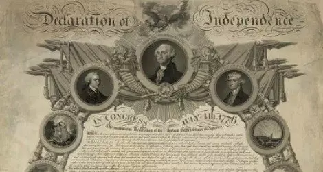 Uma cópia ornamental da Declaração de Independência