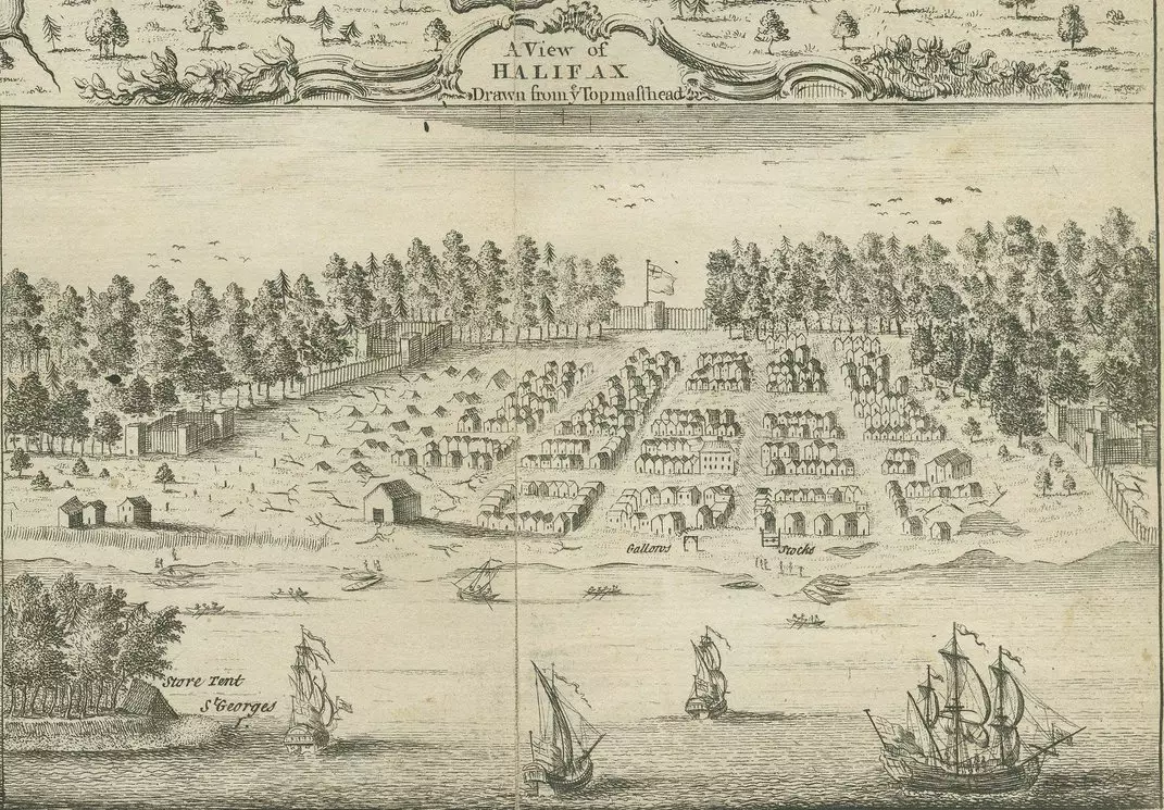 1749 croquis de Halifax, Nouvelle-Écosse