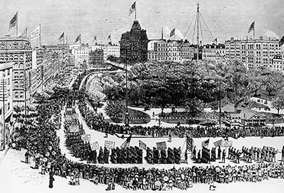 Parada z okazji Święta Pracy, 1882 r.