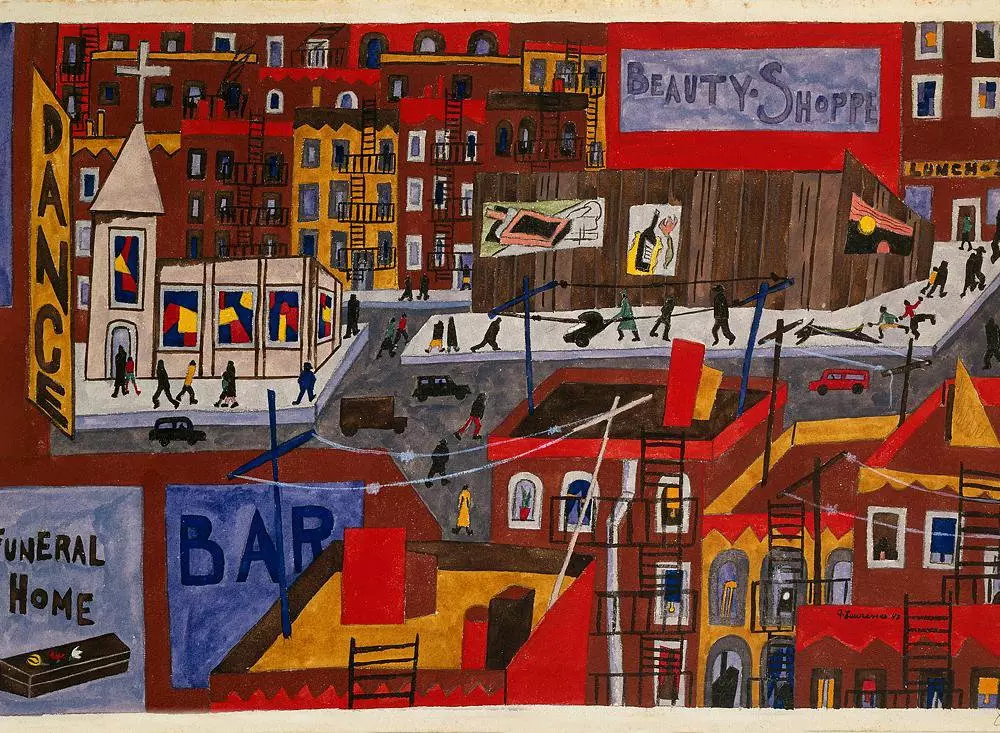 Kial la Verkoj de Vizia Artisto Jacob Lawrence Ankoraŭ Resonas Jarcenton Post Lia Naskiĝo