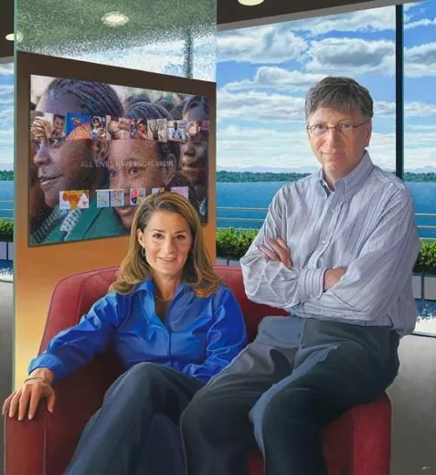 Portrait of global philanthropic team Bill and Melinda Gates by Jon Friedman, 2011