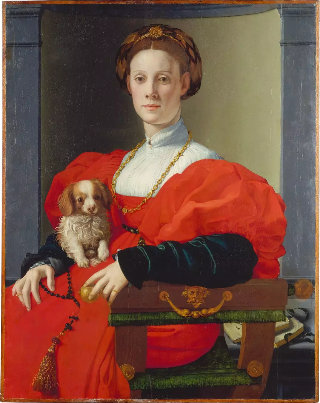 Bronzino, រូបគំនូរស្ត្រីជាមួយ Lapdog, គ. ១៥៣២–៣៣