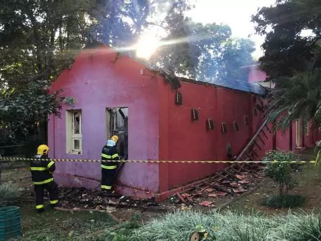 Firefighters tackle the blaze