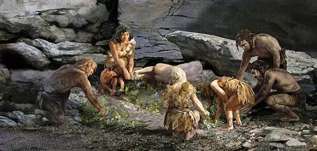 Scena di sepoltura di Neanderthal