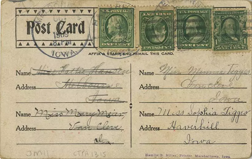 cartão postal de carta em cadeia de 1908