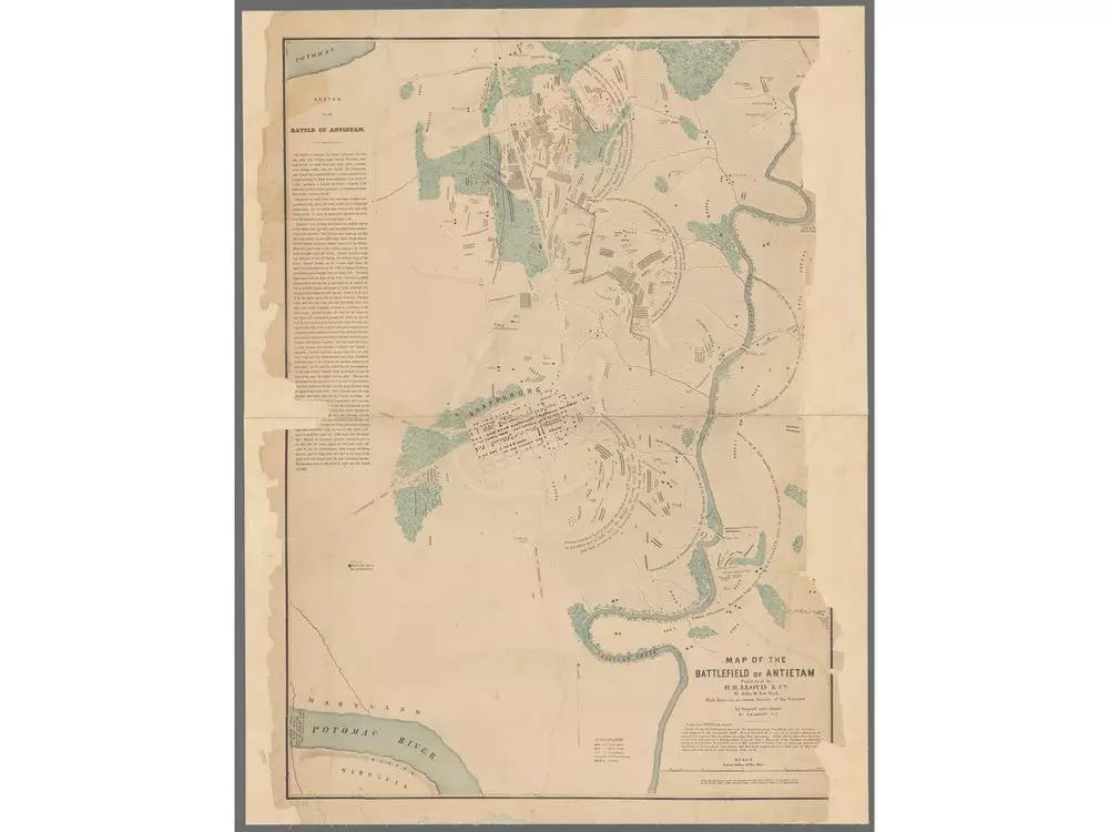 Kort af Antietam vígvellinum