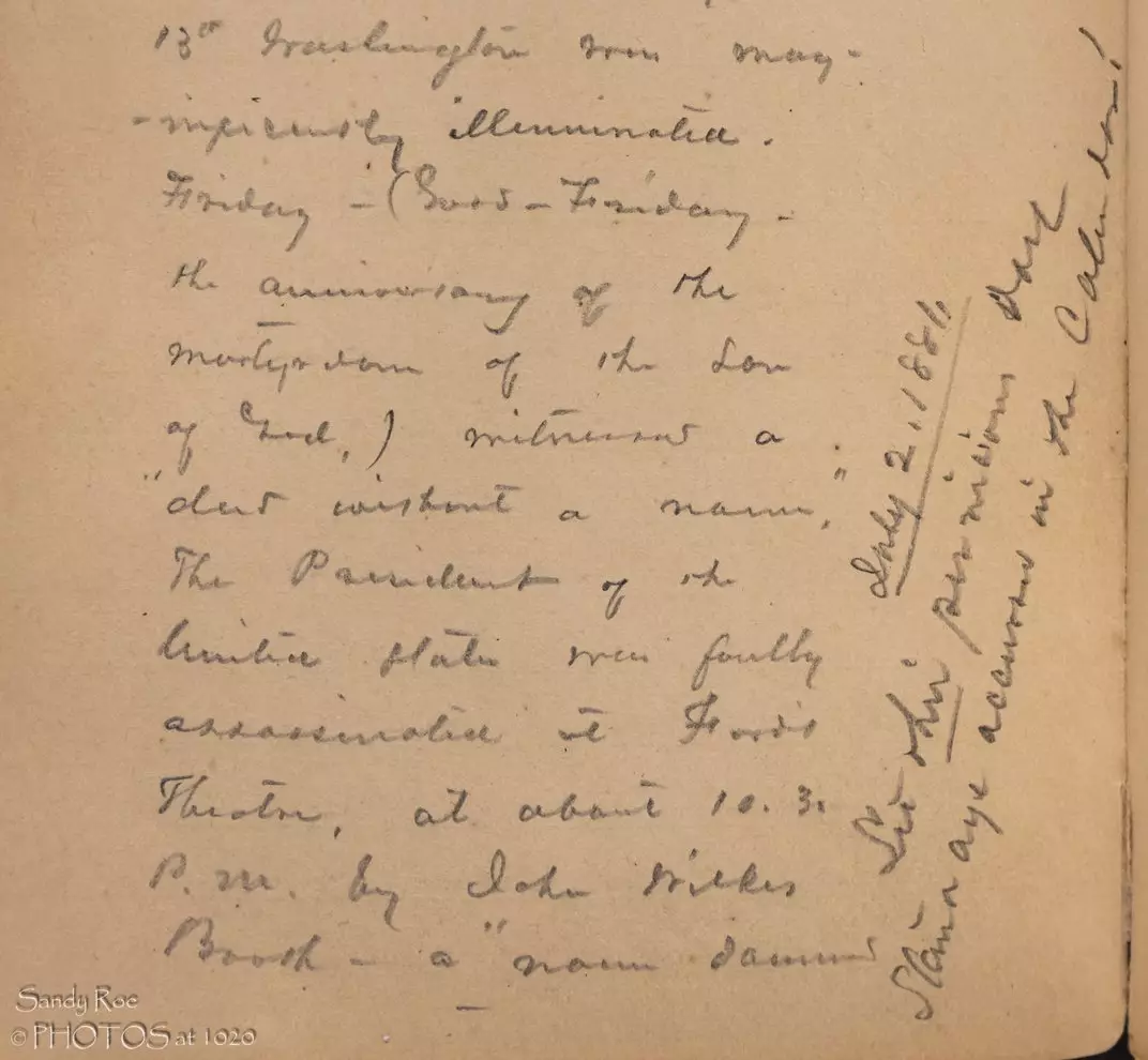 15 अप्रैल, 1865 से रॉकवेल डायरी प्रविष्टि