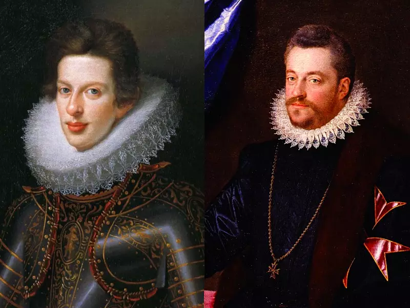 Cosimo II de' Medici (kénca) jeung Ferdinando I de' Medici (katuhu)