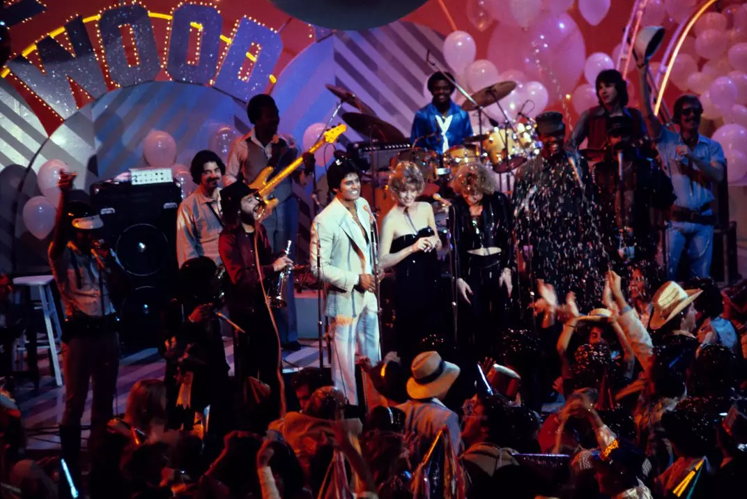 Artiesten op het podium tijdens de nieuwjaarsviering in 1979 op Times Square