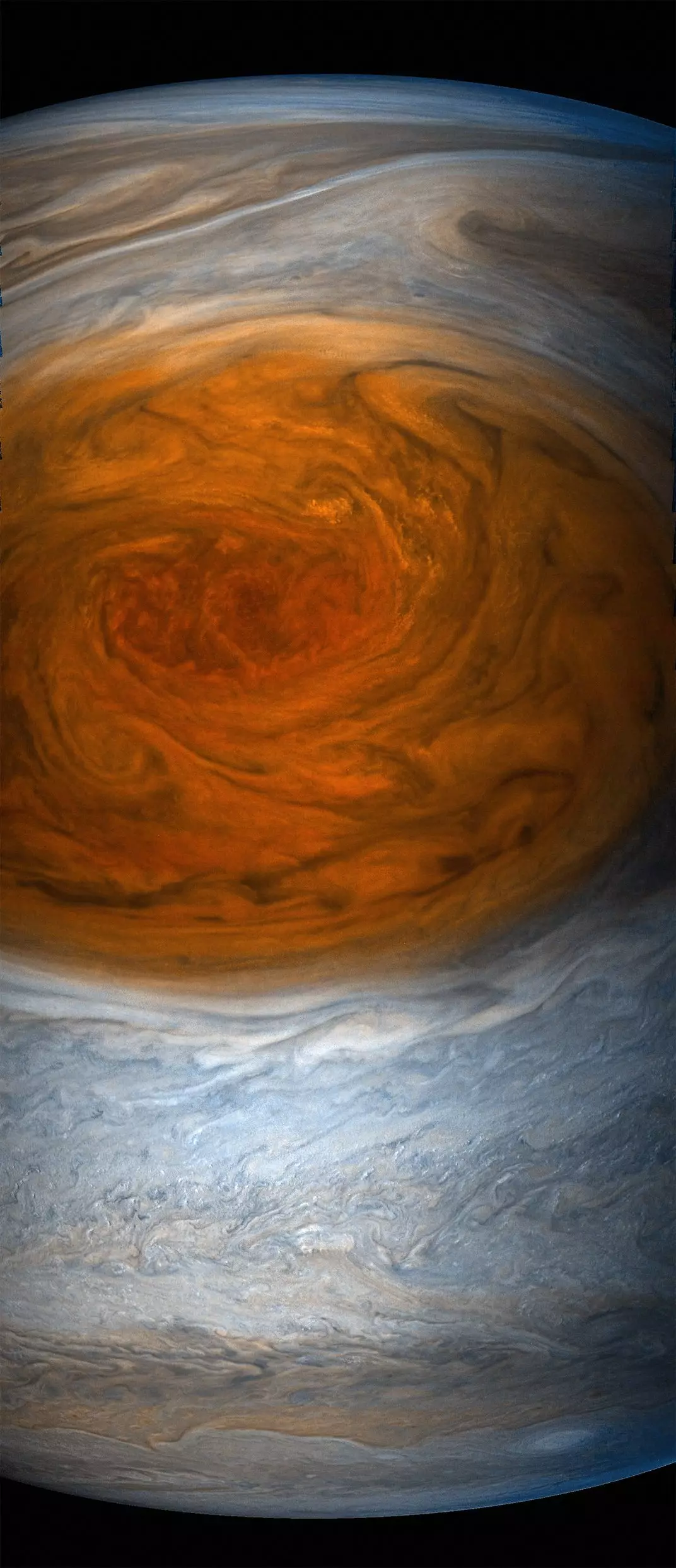 Gambar-gambar sing nggumunake dijupuk saka jarak cedhak karo titik abang gedhe Jupiter 30824_3