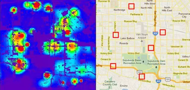 Datamaskiner forutsier en bys hot spots for kriminalitet.