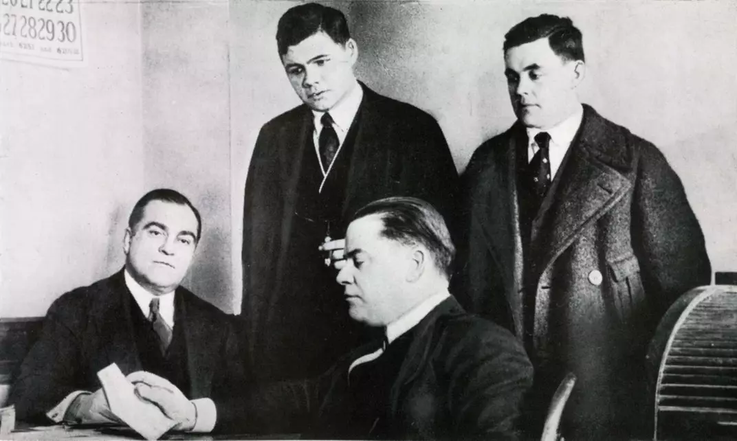 Ed Barrow, Harry Frazee, Babe Ruth en Stuffy McInnis