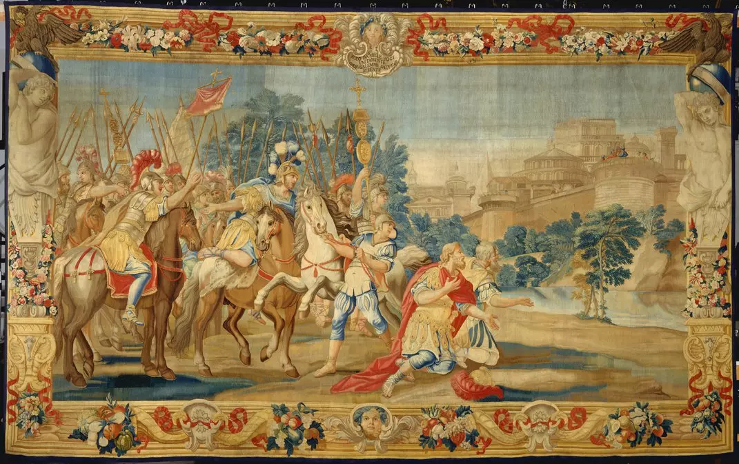 Tapestry ngagambarkeun versi romantis tina Perang Salib Kahiji urang Kristen ka Yerusalem