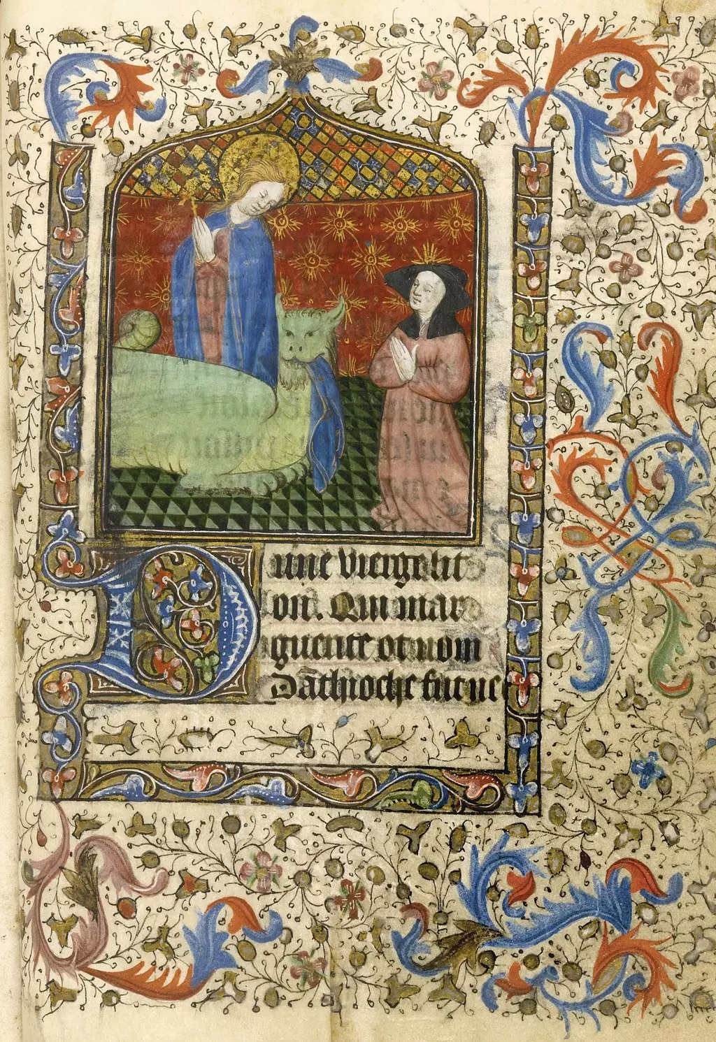 Иллюминированная рукопись с изображением Святой Марины и дракона.