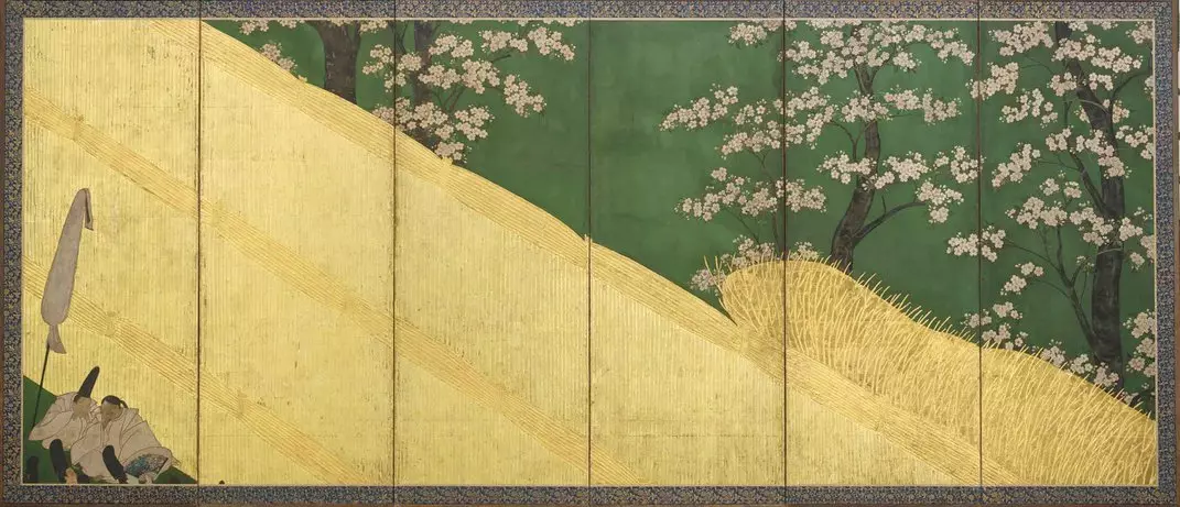 Cieniet tradīciju aplūkot ķiršu ziedus šajos japāņu mākslas darbos 32106_3