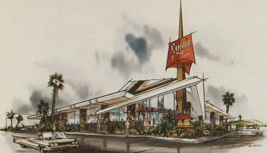 Armet & Davis, San Bruno, California'daki Lyon's Coffee Shop için eskiz (1962)