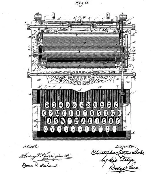 U.S. Patent č. 568,630, vydaný C.L. Sholes po jeho smrti