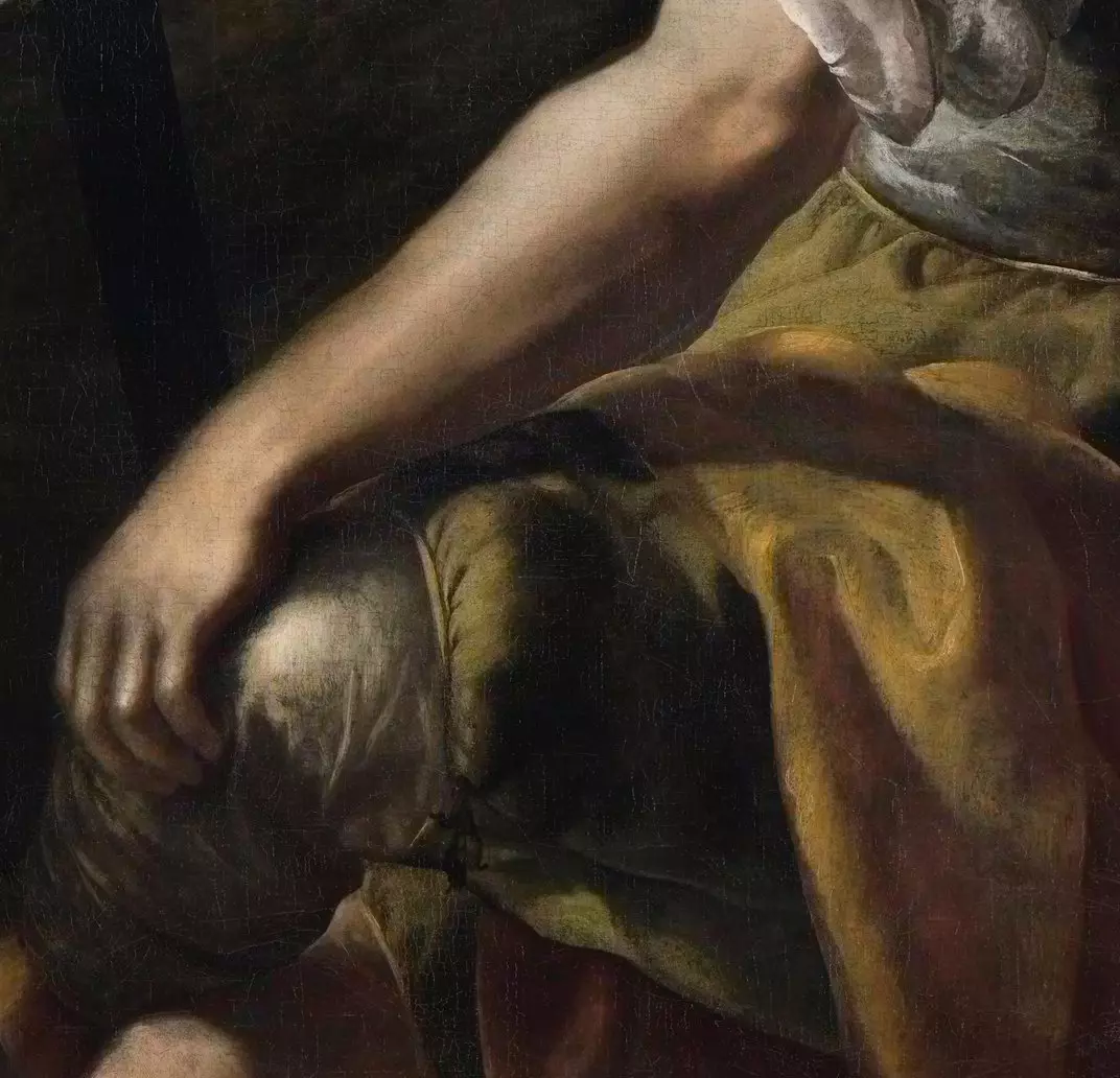 Detalle do David e Goliat de Artemisia Gentileschi