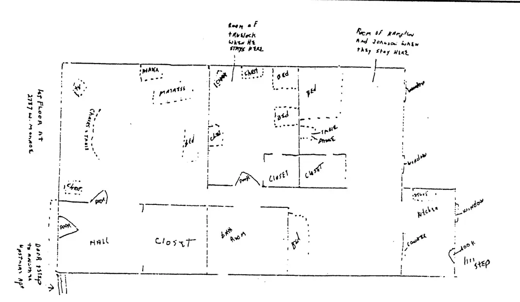 Plano de planta del apartamento de Fred Hampton