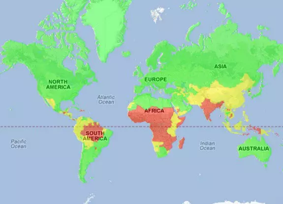 La malaria es más común en las regiones tropicales y subtropicales donde viven los mosquitos que transmiten el parásito.