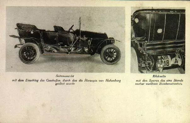 Gamle billeder af Franz Ferdinands Gräf & Stift giver et klart billede (til højre) af dens bemærkelsesværdige nummerplade.