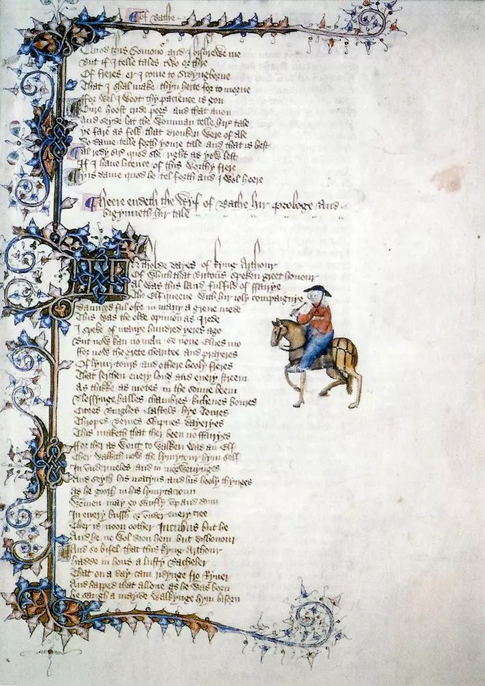 Sida från Canterbury Tales manuskript