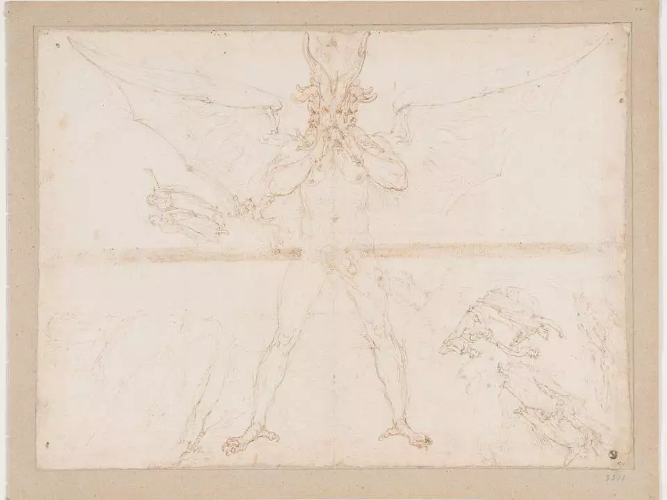 Zuccari's illustratie van de driekoppige Lucifer