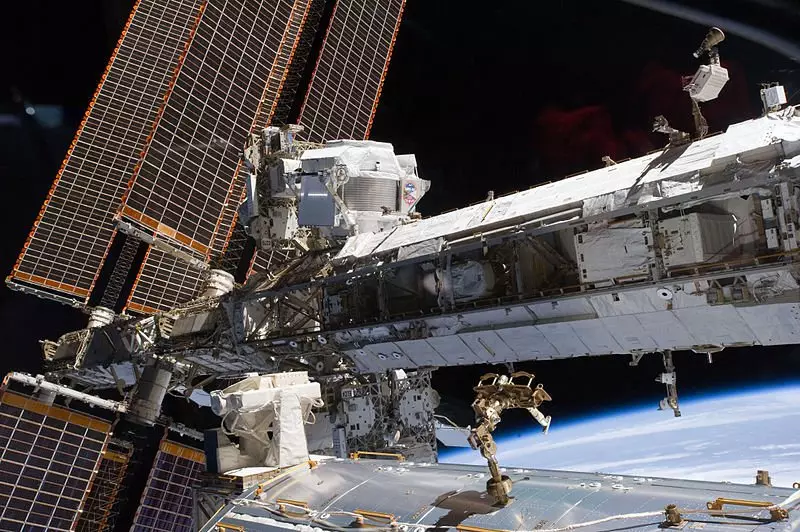 The Alpha Magnetic Spectrometer aboard the ISS.