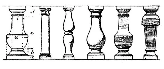 Типтік балюстерлердің сызбасы; Staunton Pawn үшін ықтимал шабыт