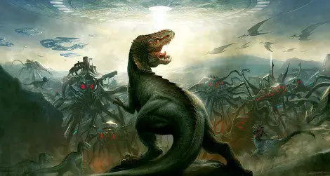 The cover art for Dinosaurs Vs. Aliens