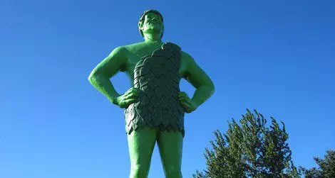 La Jolly Green Giant statuo en Blue Earth, Minesoto