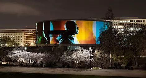 Framed by the springtime blooms, the Hirshhorn rocks the city.