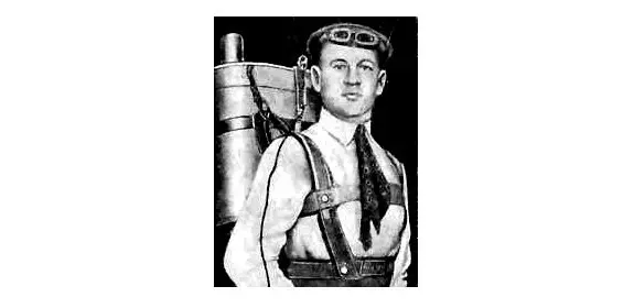 Актор, який став винахідником Гельб Котельников, одягнений на ранцевий парашут РК-1