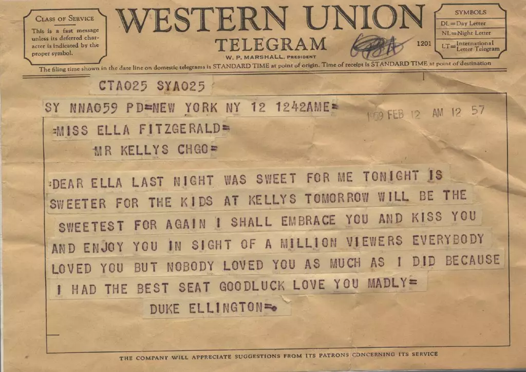 telegram Dukea Ellingtona