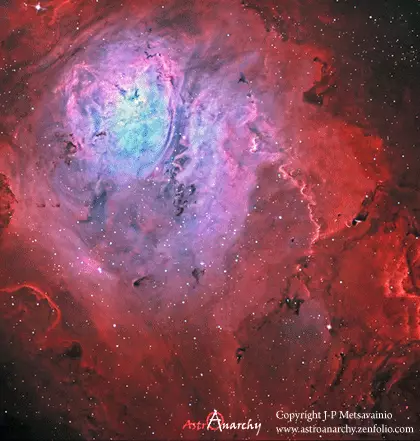 Rendering 3D dari Lagoon Nebula