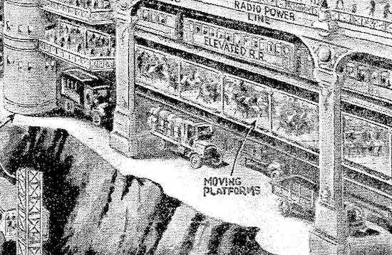 Bandar Hugo Gernsback pada tahun 1975, seperti yang dibayangkan pada 8 Februari 1925 San Antonio Light (San Antonio, TX)