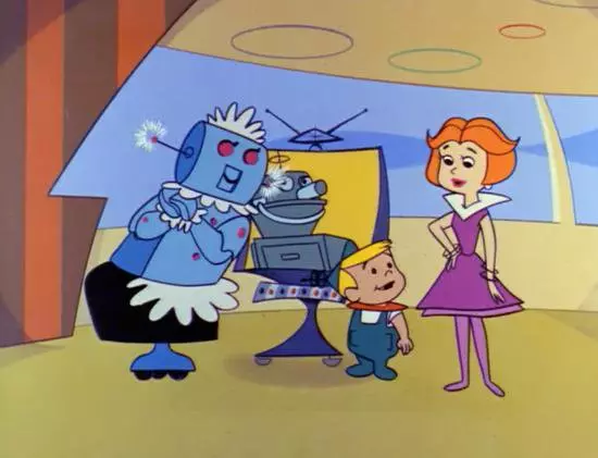 Rosey il robot e il suo ragazzo si godono una storia d'amore con il videotelefono (1962)